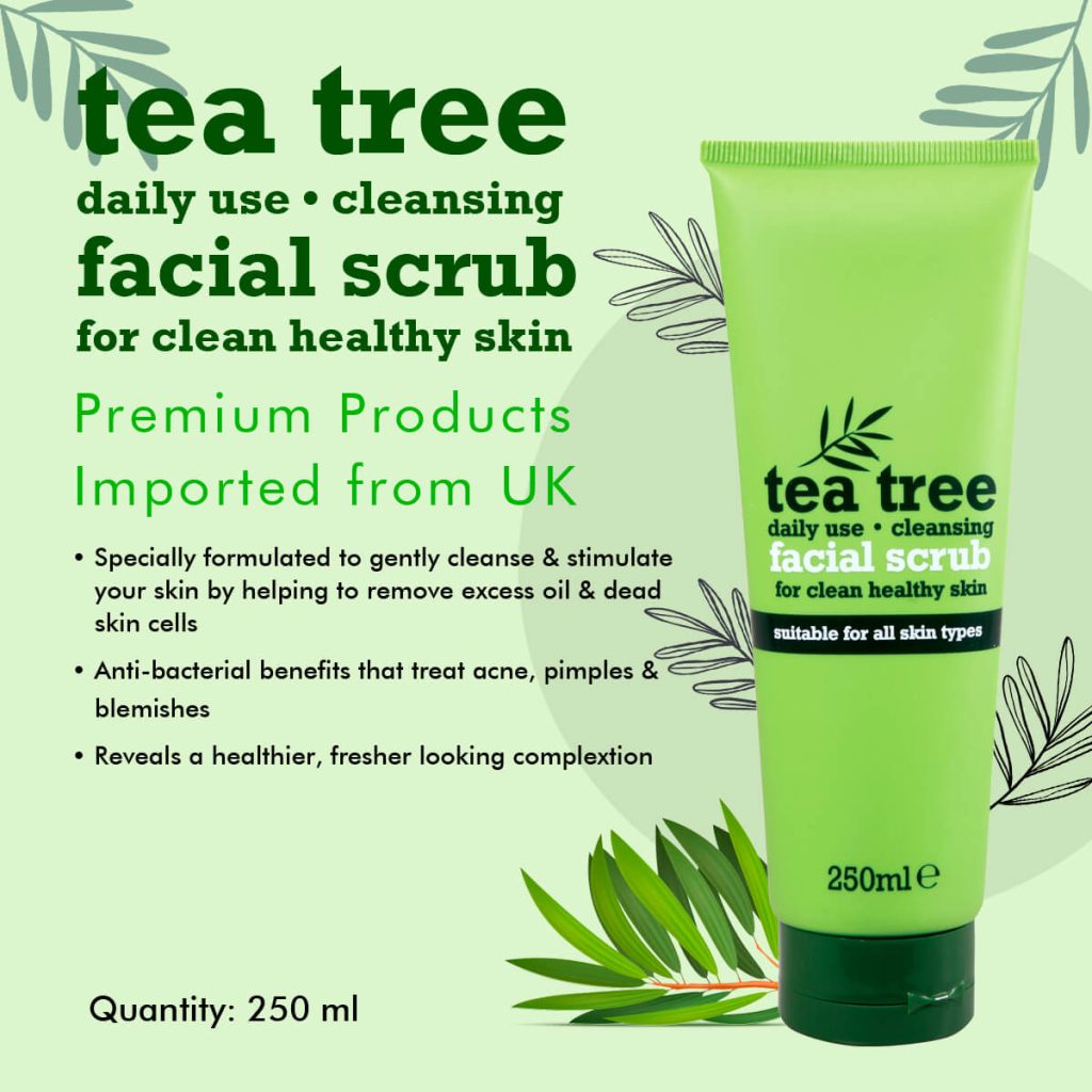 Tea Tree Facial Scrub With Tea Tree Oil Walnut Shell To Remove Excess Tea Tree Facial Scrub With Tea Tree Oil Walnut Shell To Remove Excess